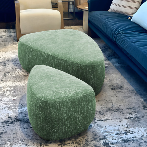 Wade Logan® Adna Cheese-Shaped Ottoman – Chenille & Cotton Fabric | Wayfair